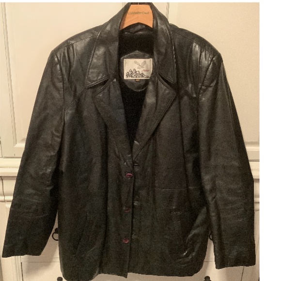 Adler | Jackets & Coats | Adler Men 42 Black Genuine Leather Coat Zip ...